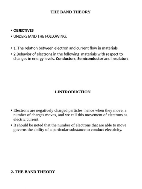 The Band Theory Lecture 2 Pdf Valence And Conduction Bands Band Gap