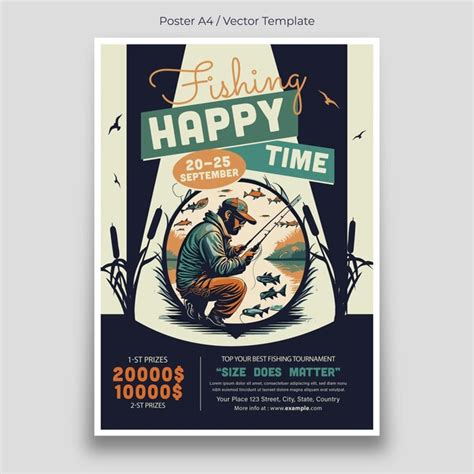 Premium Vector Fishing Time Poster Template