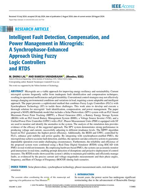 Intelligent Fault Detection Compensation And Power Management In Microgrids A Synchrophasor