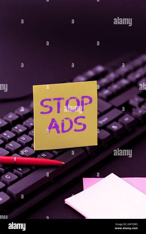 Sign Displaying Stop Ads Internet Concept Program That Will Remove Different Kinds Of