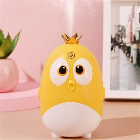 귀여운 치킨 크라운 사무실 데스크탑 Usb 가습기 홈 음소거 아로마 디퓨저 노란색