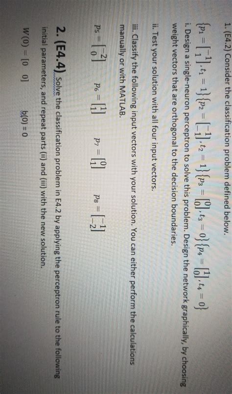 Solved 1 E42 Consider The Classification Problem Defined