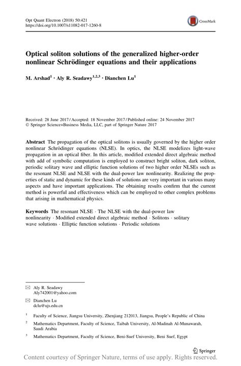 Optical Soliton Solutions Of The Generalized Higher Order Nonlinear
