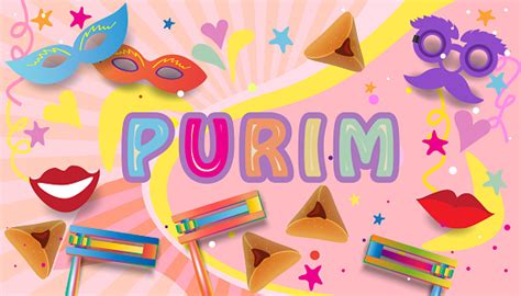 Purim 유대인 휴일 인사말 카드 전통적인 Purim 축제 기호 소음 기 나무 장난감 Gragger 마스크 콧수염 광대 하만