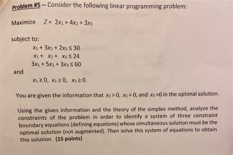 Solved Problem Consider The Following Linear Chegg