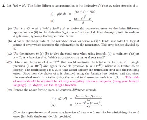 let f x x3 the finite difference approximation to