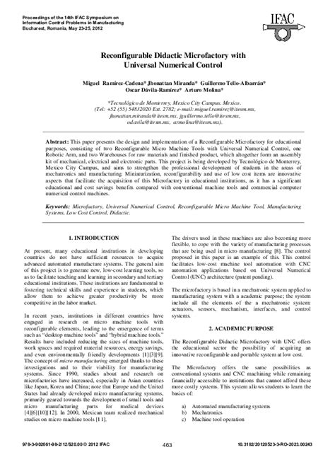 Pdf Reconfigurable Didactic Microfactory With Universal Numerical Control