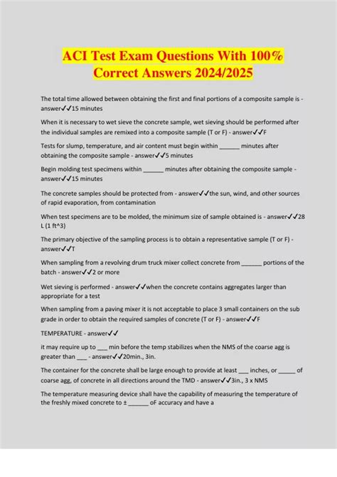 Aci Test Exam Questions With 100 Correct Answers 20242025 Aci