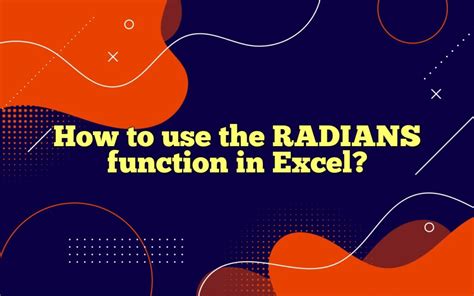 how to use the radians function in excel