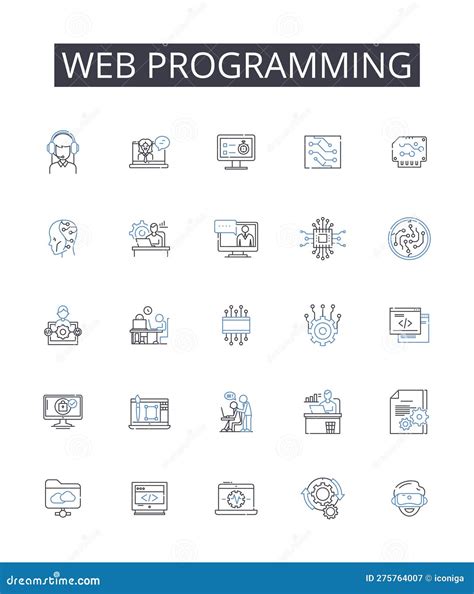 Web Programming Line Icons Collection Mobile Development Game Design Data Analytics Graphic