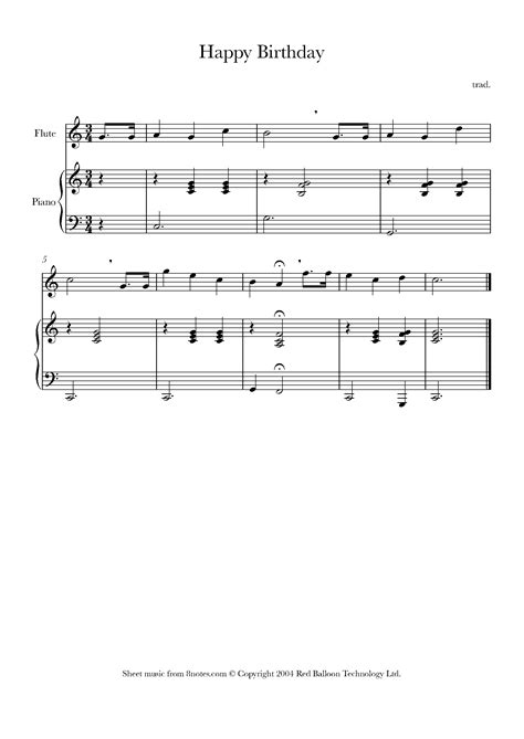 Happy Birthday Flute Sheet Music Images And Photos Finder
