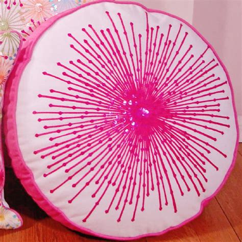 Hot Pink Round Starburst Throw Pillow Modern Decorative Pillows