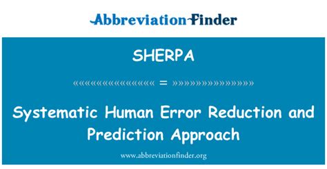 Sherpa Significa La Reducción Sistemática De Error Humano Y Enfoque De Predicción Systematic