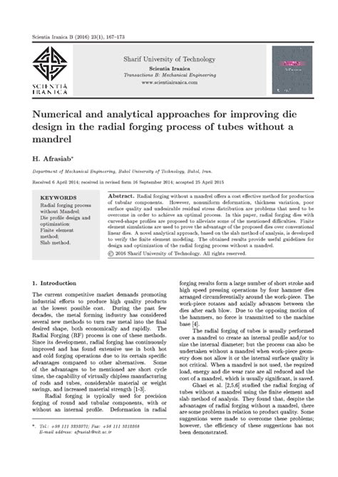 Pdf Numerical And Analytical Approaches For Improving The Die Design In The Radial Forging