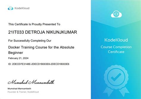 Nikunj Kumar Detroja On Linkedin Kodekloud Docker Certification Techskills