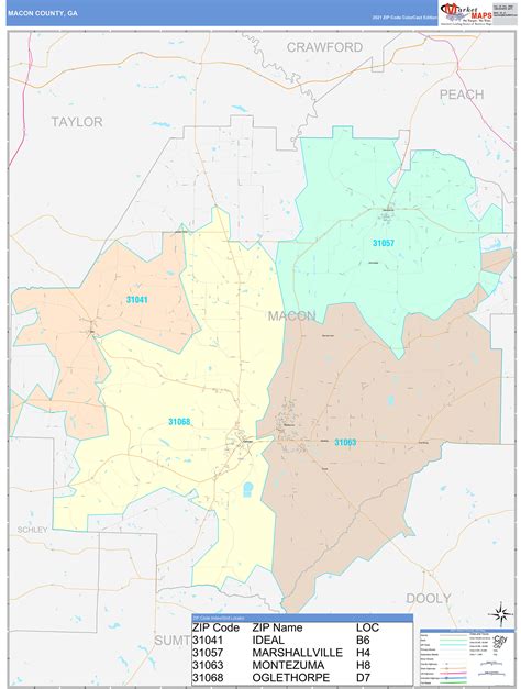 Macon County Ga Wall Map Color Cast Style By Marketmaps