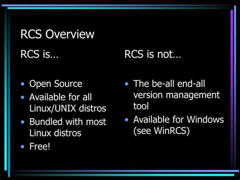 Ppt Rcs Overview Version Management System For Linuxunix Projects