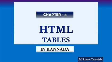 Tables In HTML Table Tags And It S Attributes For Beginners In Kannada HTML Class YouTube