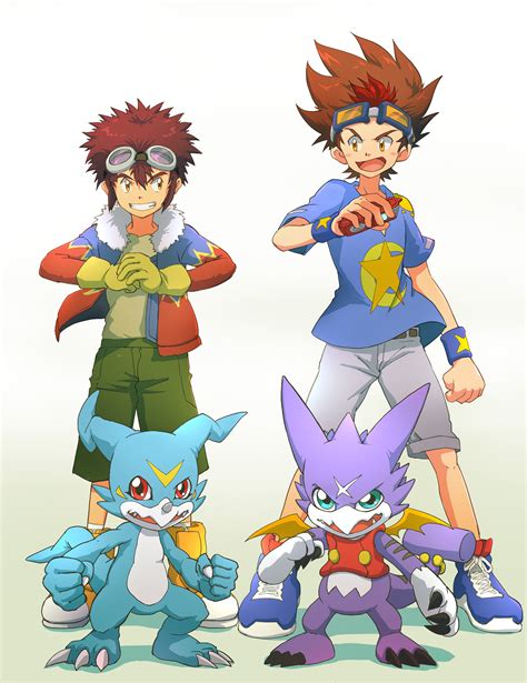 V Mon Motomiya Daisuke Akashi Tagiru And Gumdramon Digimon And More Drawn By Kubota Keita