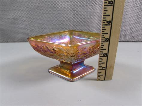 Lot Detail Vintage Amber Iridescent Carnival Glass Collection