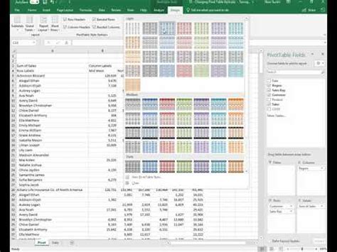 15 Changing Pivot Table Style In Microsoft Excel YouTube