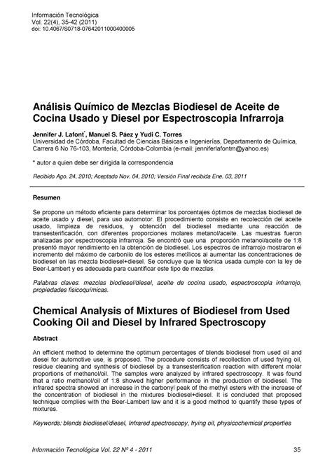 Analisis Químico De Mezclas Análisis Químico De Mezclas Biodiesel