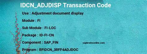 IDCN ADJDISP SAP Tcode For Adjustment Document Display
