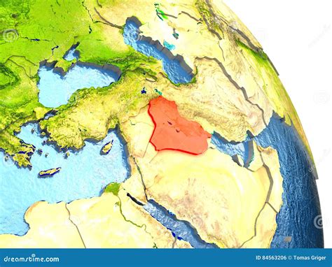 Iraq On Earth In Red Stock Illustration Illustration Of Region 84563206