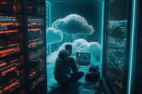 Linking Computer To Cloud With Server Connection Online Cloud Storage