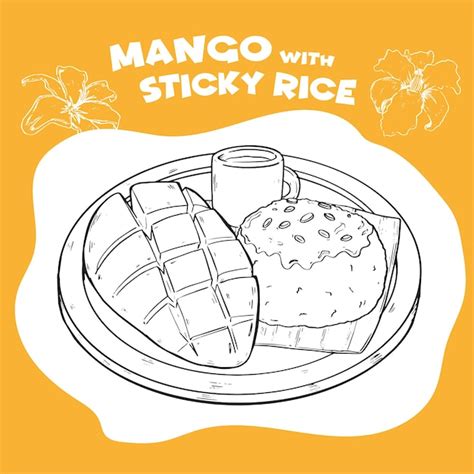 Premium Vector Hand Drawn Mango With Sticky Rice Illustration
