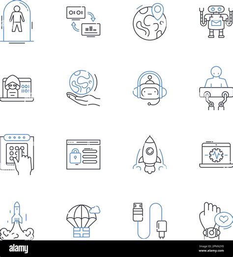 Intelligent Machines Line Icons Collection Automation Robotics Ai Autonomous Smart Machine