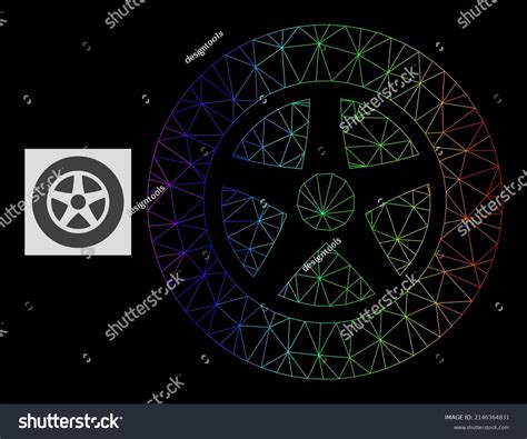 Spectral Gradient Mesh Car Wheel Icon Geometric Royalty Free Stock