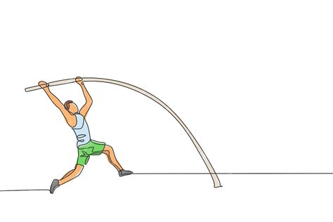 Un Dibujo De Línea Continua De Un Joven Deportista Practicando Salto