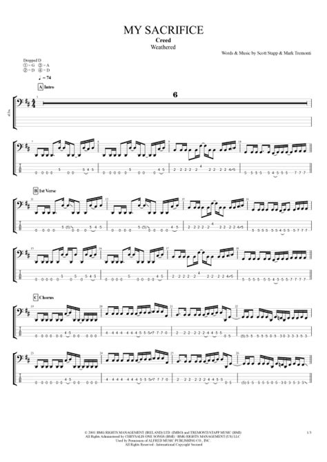 My Sacrifice Tab By Creed Guitar Pro Full Score Mysongbook