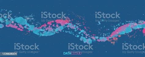 Visualisasi Gelombang Biru Big Data Infografis Futuristik Desain