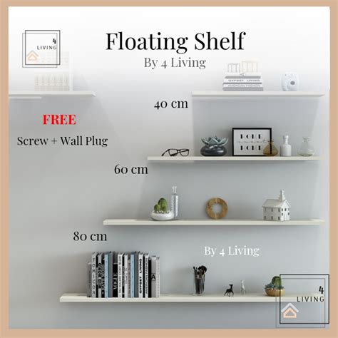 1 Pcs Floating Wall Shelf 40 60 80 100cm Rak Dinding Gantung Hiasan