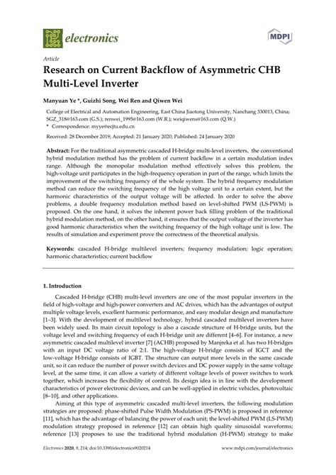 Pdf Research On Current Backflow Of Asymmetric Chb Multi Level Inverter