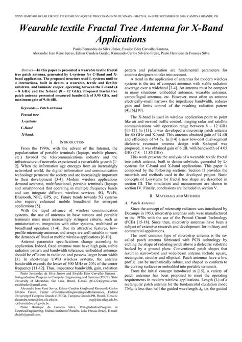 Pdf Wearable Textile Fractal Tree Antenna For X Band Applications