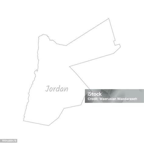 Jordan Map Hand Drawn Simple Stylized Isolated On White Background
