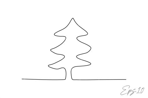 Dibujo De Arte De Línea Continua De Pino Vector Premium