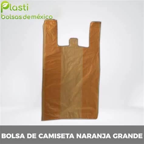 Bolsa De Camiseta Polipapel Color Naranja Grande Plasti Bolsas De Mexico