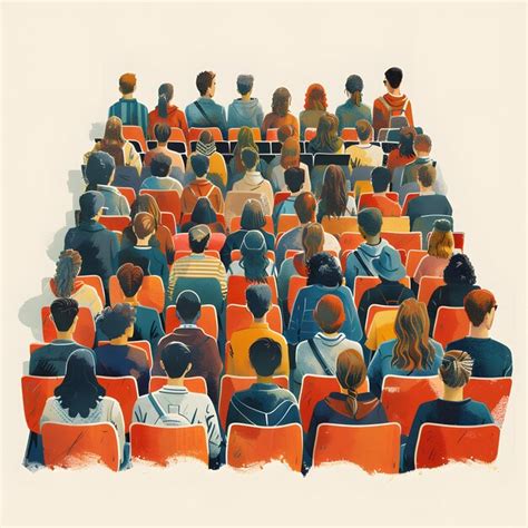 High School Assembly Audience Isolated On White Background Minimalism