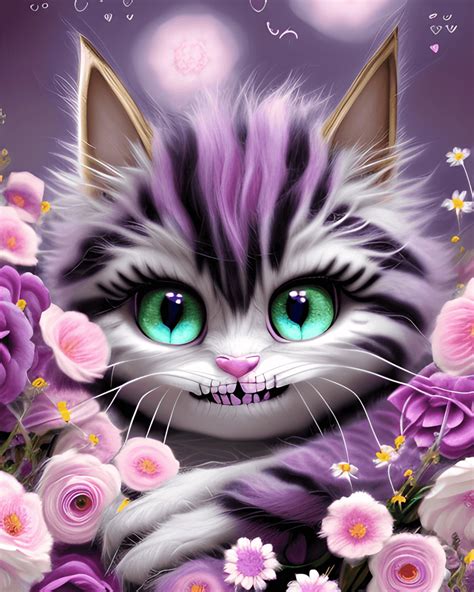 Digital Graphic Poster Art Adorable Cute Fluffy Furry Cheshire Cat