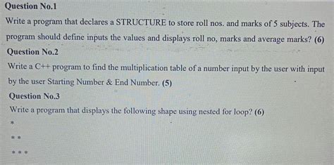 Solved Question No1 Write A Program That Declares A