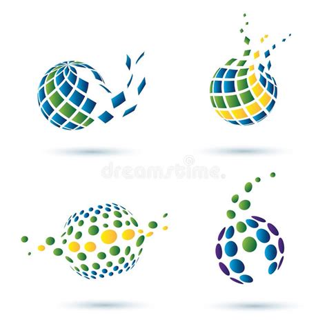 Abstract Globe Symbol Set Communication And Technology Icons Stock Vector Illustration Of