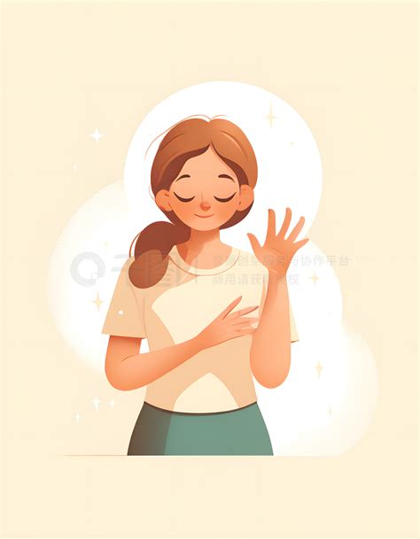 插画ai数字艺术 卡通闭眼举手的女人插画 Ai平面元素免费下载png格式2688像素编号70784802 千图网