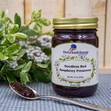 Seedless Red Raspberry Preserves 16 Oz Degrandchamp Farms
