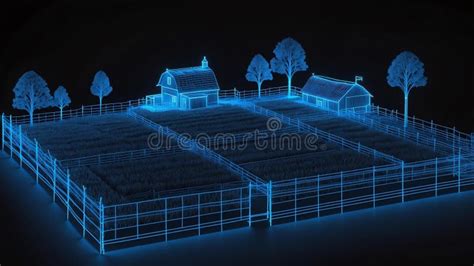 3d Wireframe Model Of A Farm Field The Design Sh Ai Generated Stock