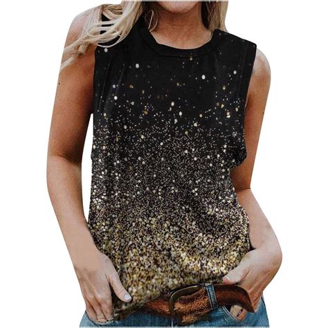 Mikilon Clearance Fashion Woman Round Neck Sleeveless Blouse T Shirt