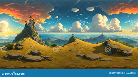 Hdri Stylized Landscape Equirectangular Panorama 19 Stock Illustration Illustration Of